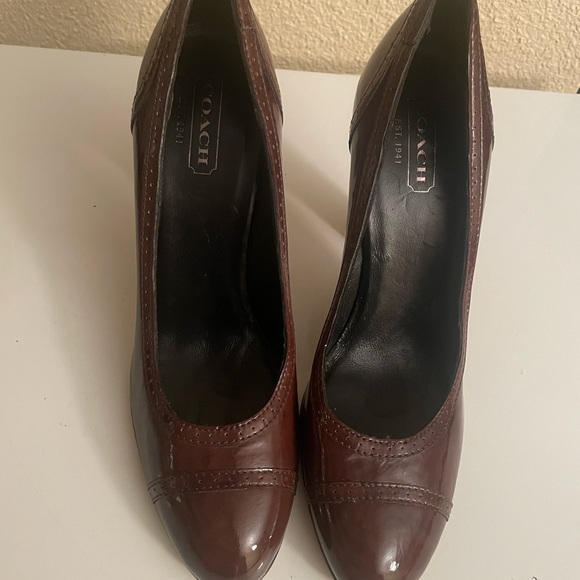 Coach | Shoes | Authentic Coach Brown Patent Leather Pumps For Women ...